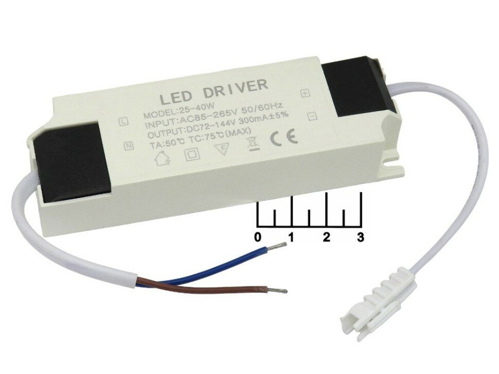 Драйвер светодиода 300mA/72-144VDC 85-265VAC 25-40W