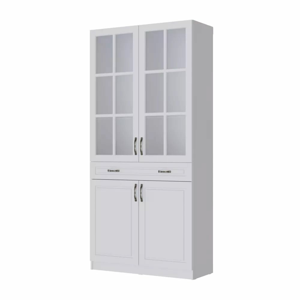 Шкаф-витрина распашной Апполия , МДФ/ЛДСП, Белый, для гостиной, с ящиком, полками, для вщей, дома 2100х1000х400 тэкс