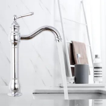 Смеситель для раковины , смеситель для ванной комнаты, однорычажное управление, Поворотный излив, Ретро-стиль