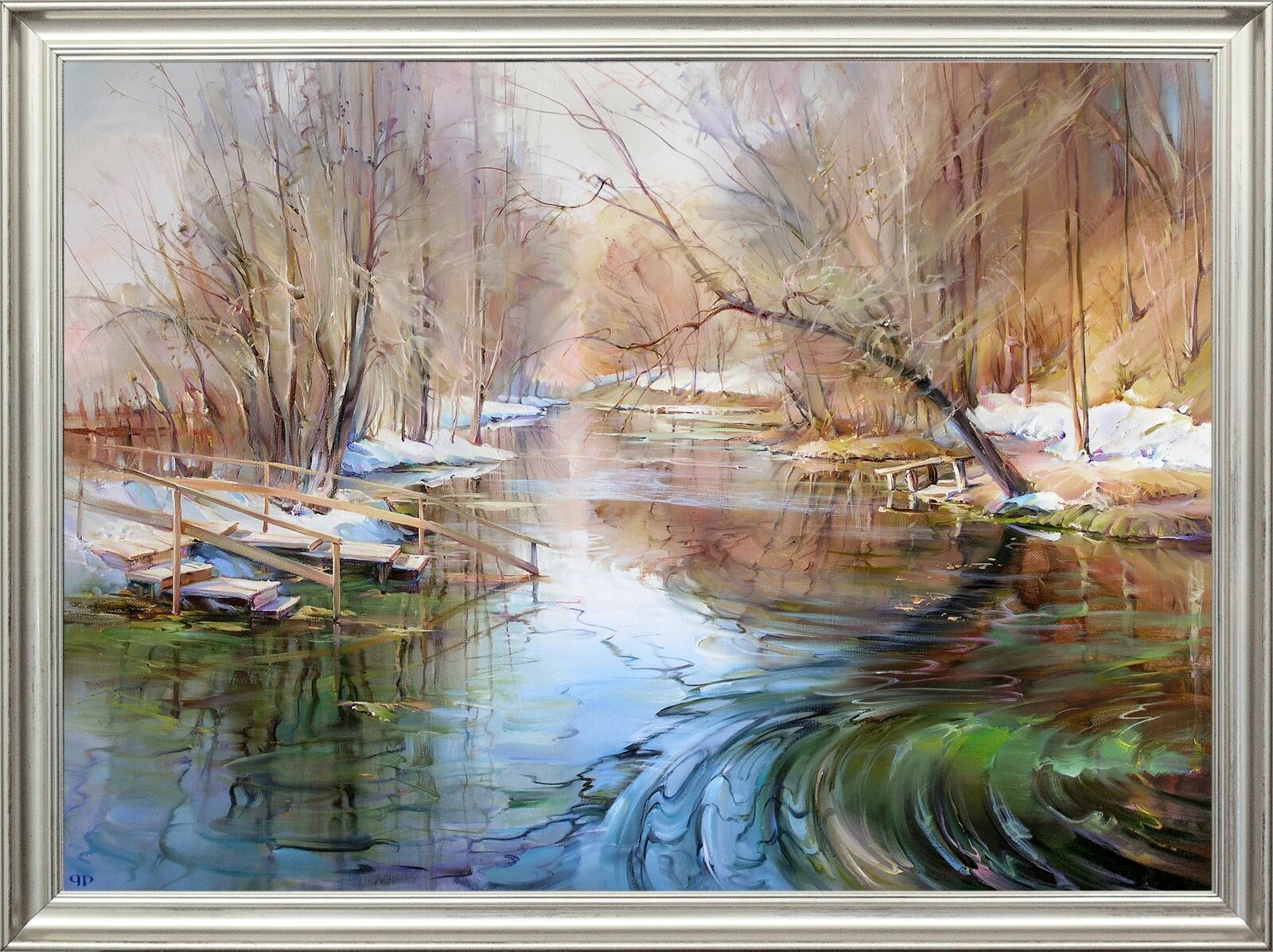 Картина на холсте "Апрель", 50х70 см, художник - Романов Роман. Холст на деревянном подрамнике, оформлена в багет, Арт. РР-х19