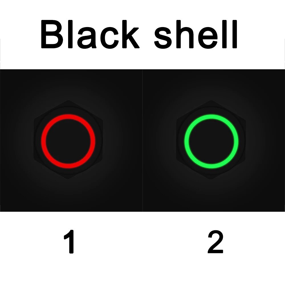 Двухцветный водонепроницаемый 22MM (Black Shell), Red and Green, Latching fixation, 110-240V