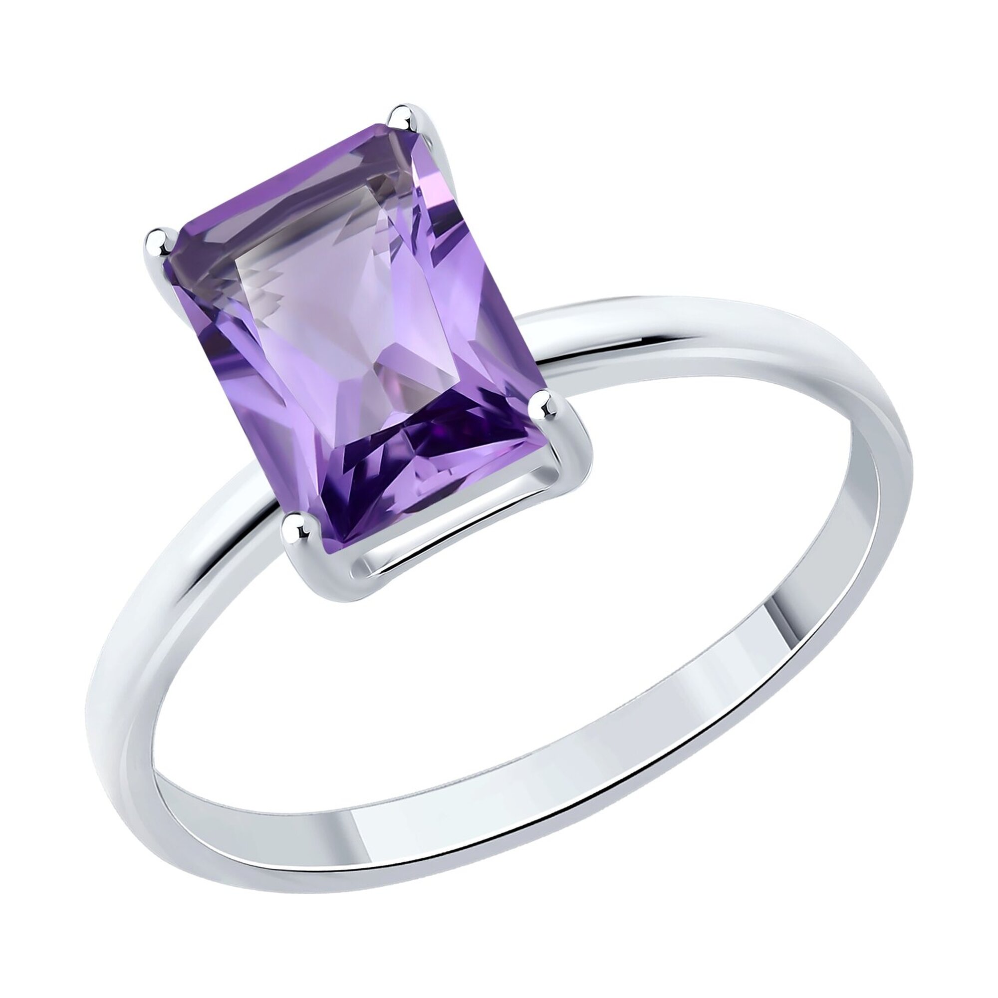 Кольцо, серебро, 925 проба, родирование, аметист