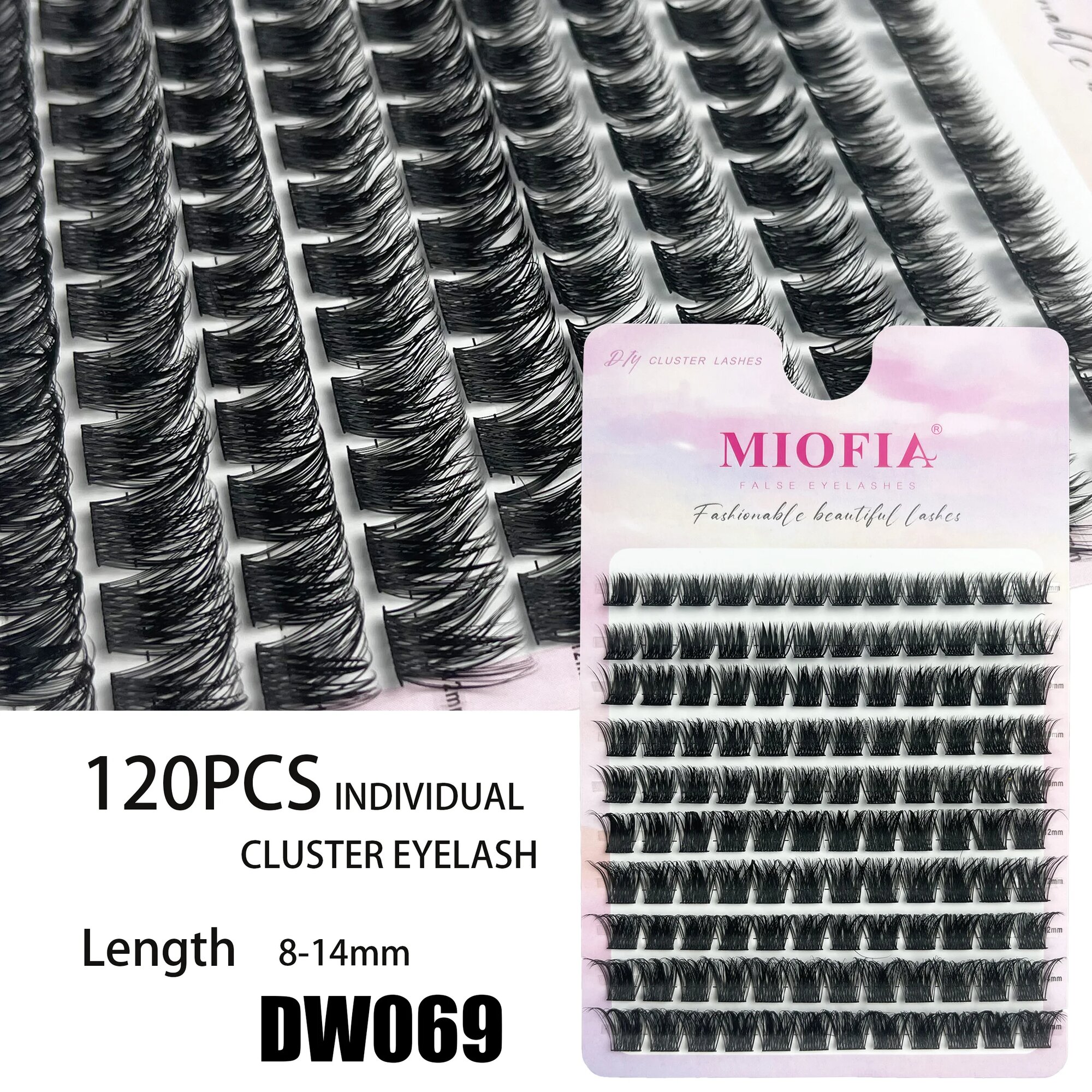 MIOFIA 120 шт. пучки ресниц Cluster DW069, 8-14 мм