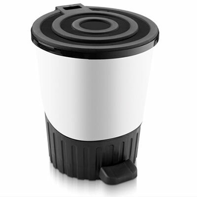 Ведро для мусора Dunya Plastik "Сатурн", с педалью, пластмассовое, 14 л, 28х28х32,5 см, белое