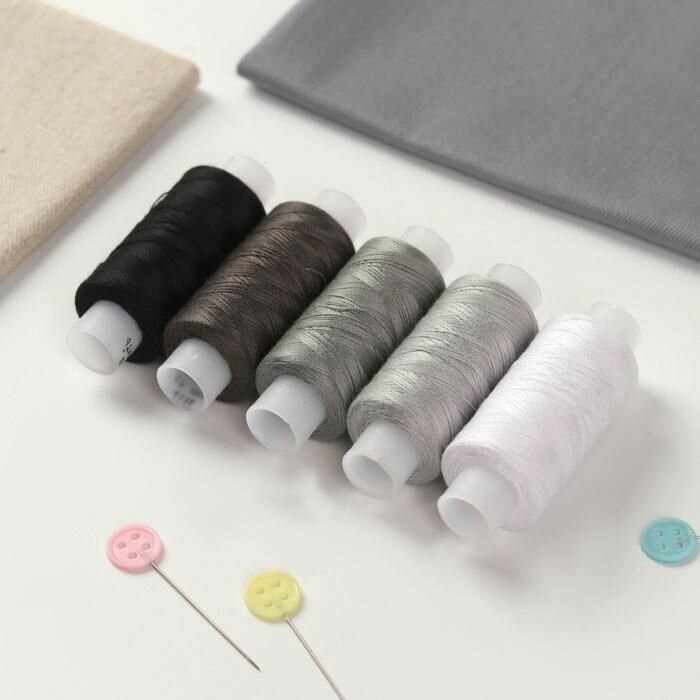 Набор швейных ниток Красная нить 40лш, 200 м, 5 шт, цвет черный спектр