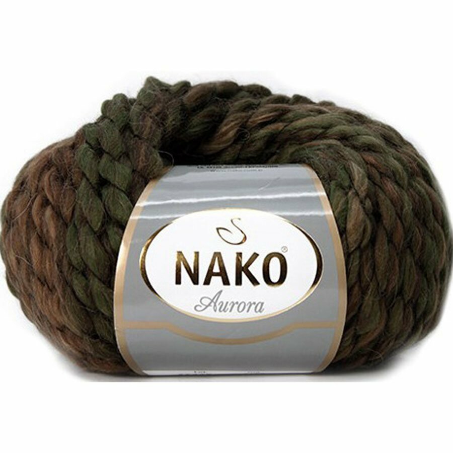 Пряжа Nako AURORA 2753 зеленый принт (4 мотка)
