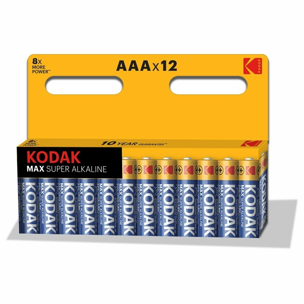 Батарейки Kodak алкалиновые "мизинчиковые" 12 шт, Max Super Alkaline, ААА (LR03,15А) блистер (Б0008960)