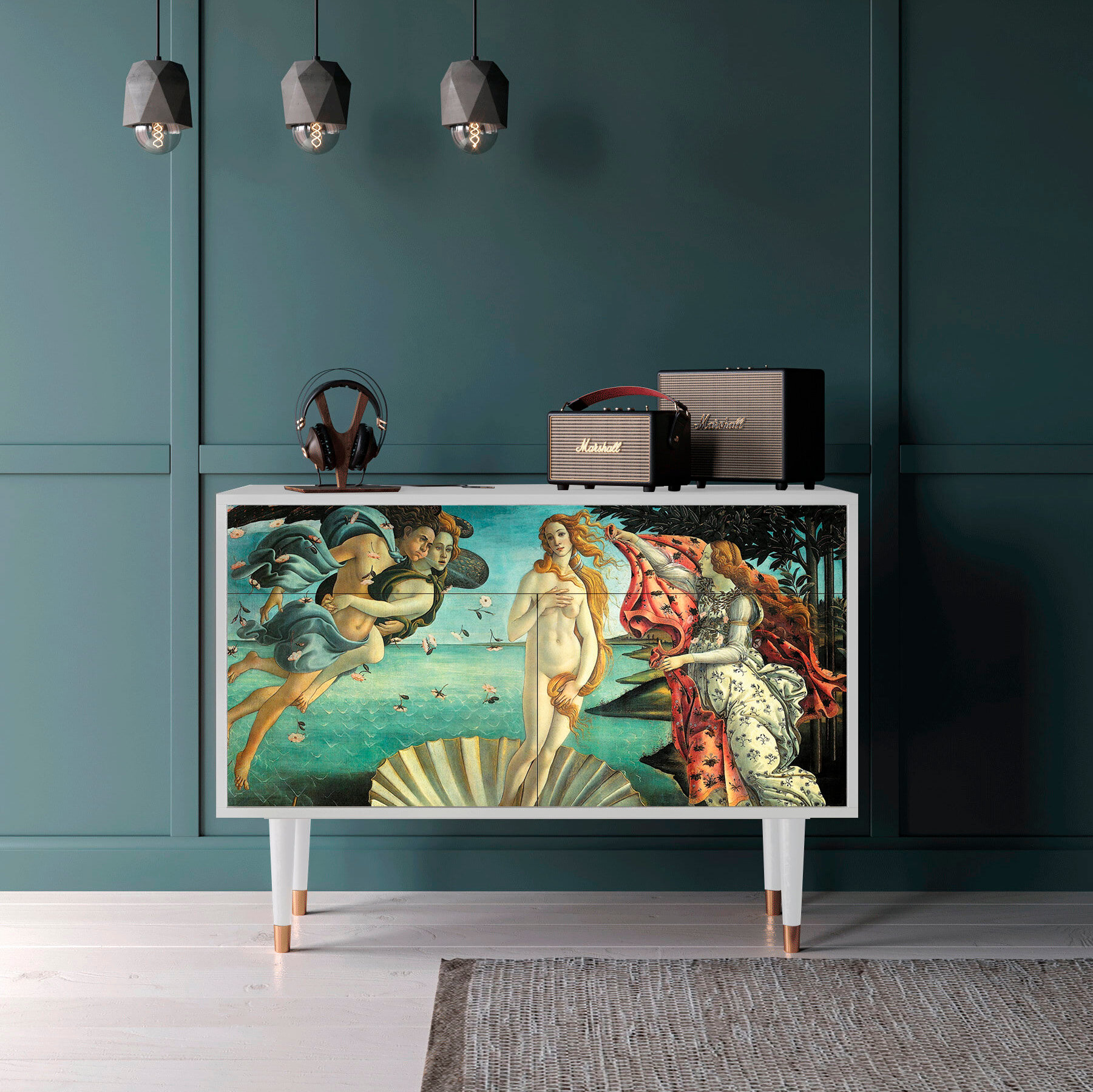 Комод - STORYZ - BS4 The Birth of Venus by Botticelli, Размер - 115 x 85 x 48 см, Цвет корпуса - Белый