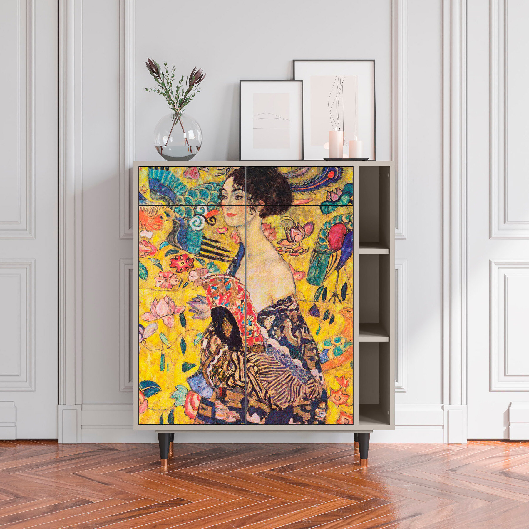 Комод - STORYZ - BS6 Lady with Fan by Gustav Klimt, Размер - 94 x 110 x 41 см, Цвет корпуса - , Сатин