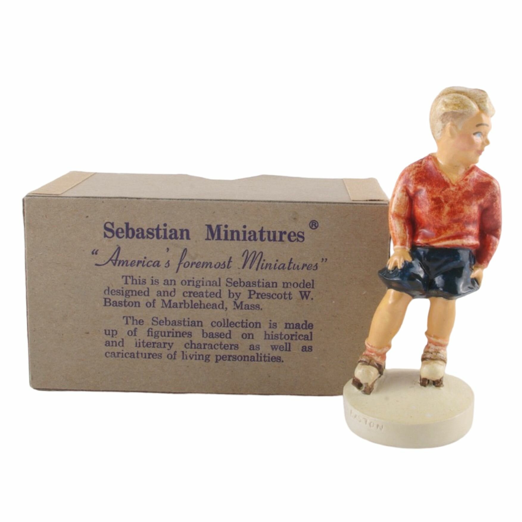 Винтажная миниатюрная коллекционная статуэтка "Уличные будни. Мальчик" от Sebastian Studio. Керамика, ручная роспись. Sebastian Miniatures Studio. Массачусетс, США, 1978 год