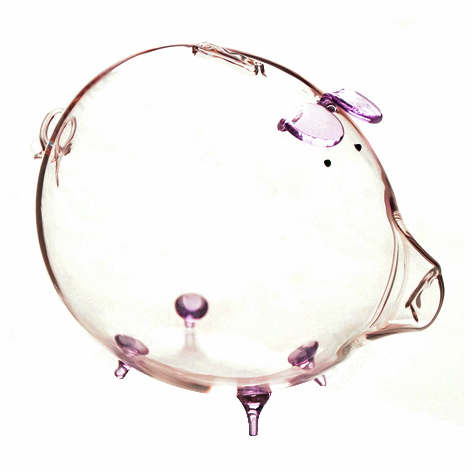 Копилка, Стеклянная копилка в виде маленькой свиньи - фиолетовая