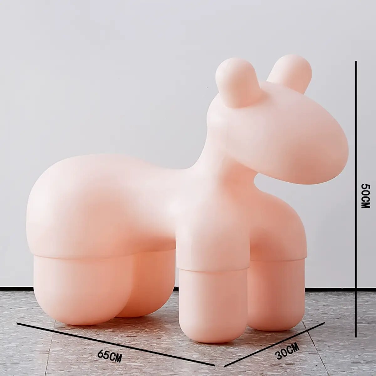 Табурет для гостиной и детской из пластика в стиле Pony Chair (цвет розовый 65*30*50 см)