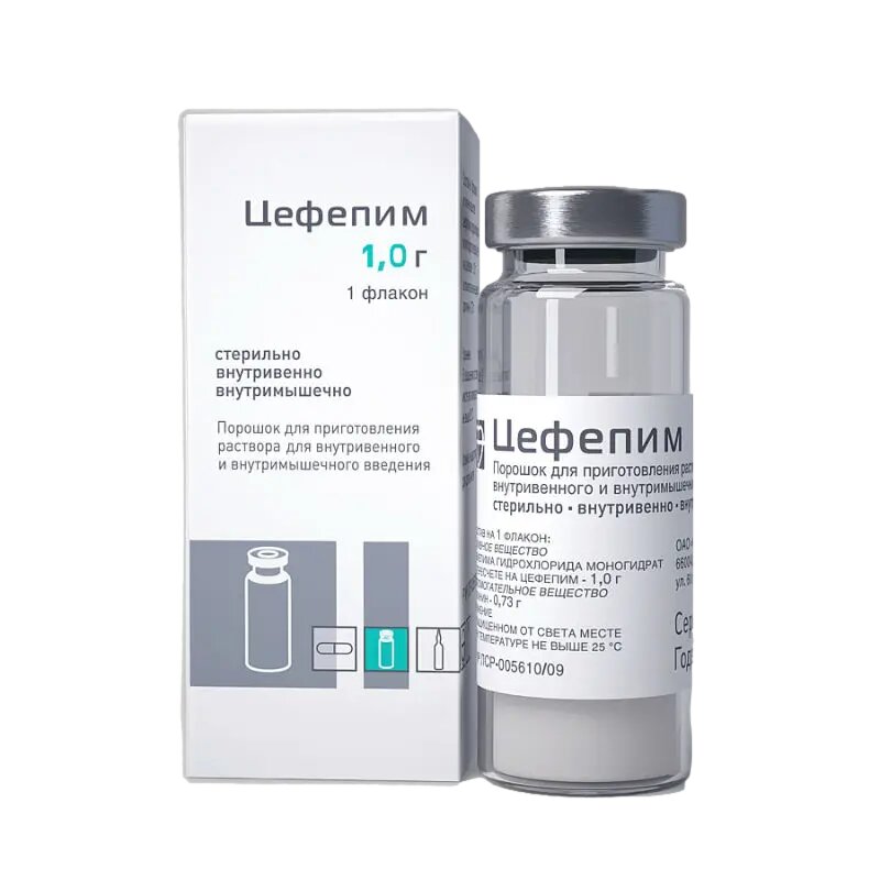 Цефепим порошок д/приг. раствора для в/в и в/м введ 1 г фл 1 шт