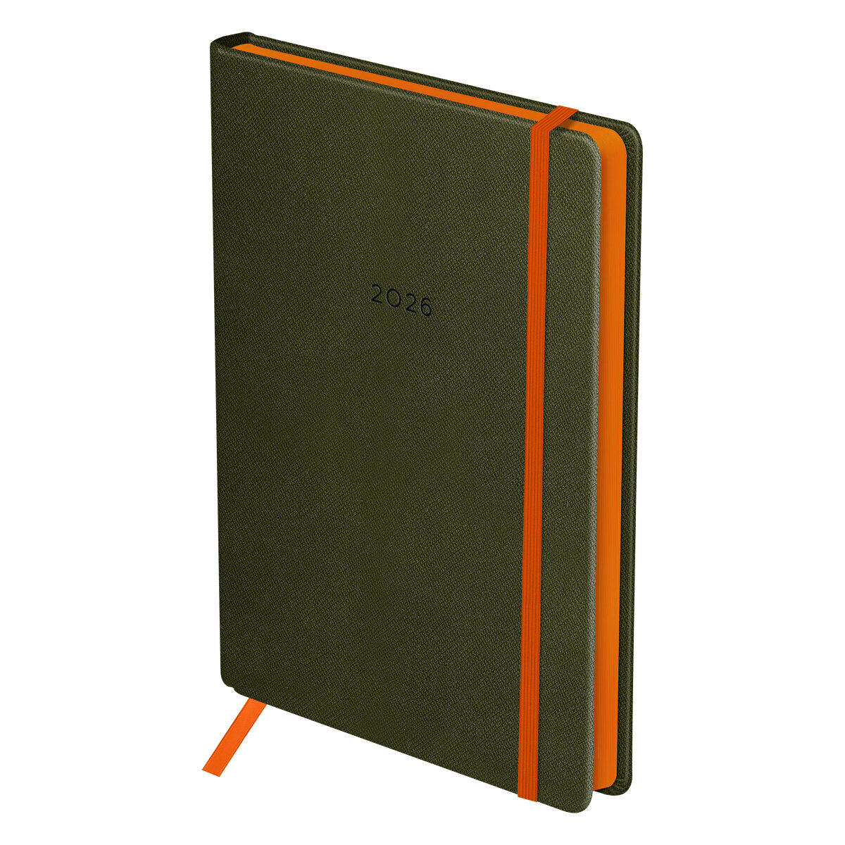 Ежедневник датированный 2026, А5, 176л, твердый переплет, кожзам, BG Contrast. Khaki, хаки, цветной срез DdА5_09462
