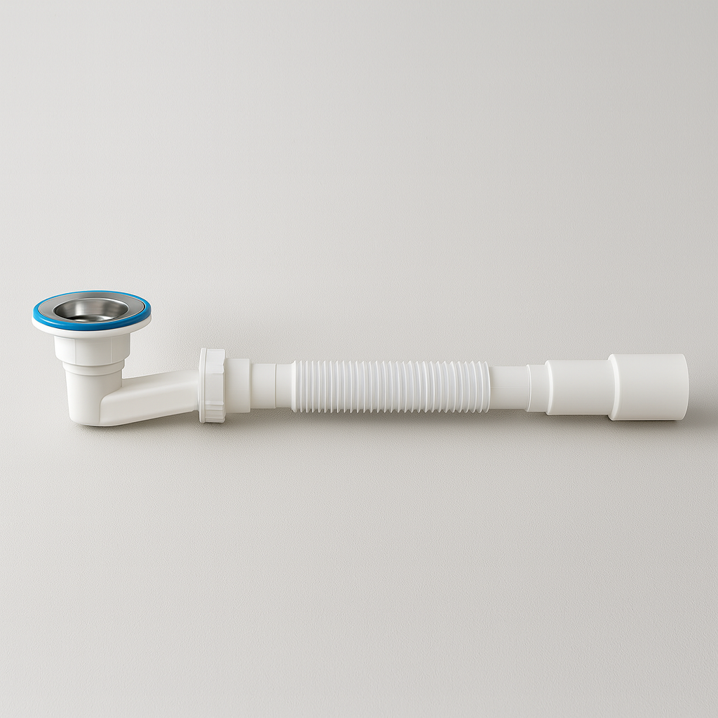 Сифон AQUANOVA V-образный, для душевого поддона, пластиковый, белый