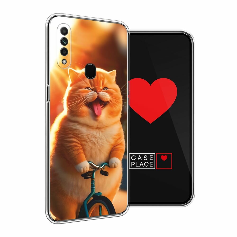 Силиконовый чехол на Oppo A31 / Оппо А31 с принтом "Кот на велике" — фото 1