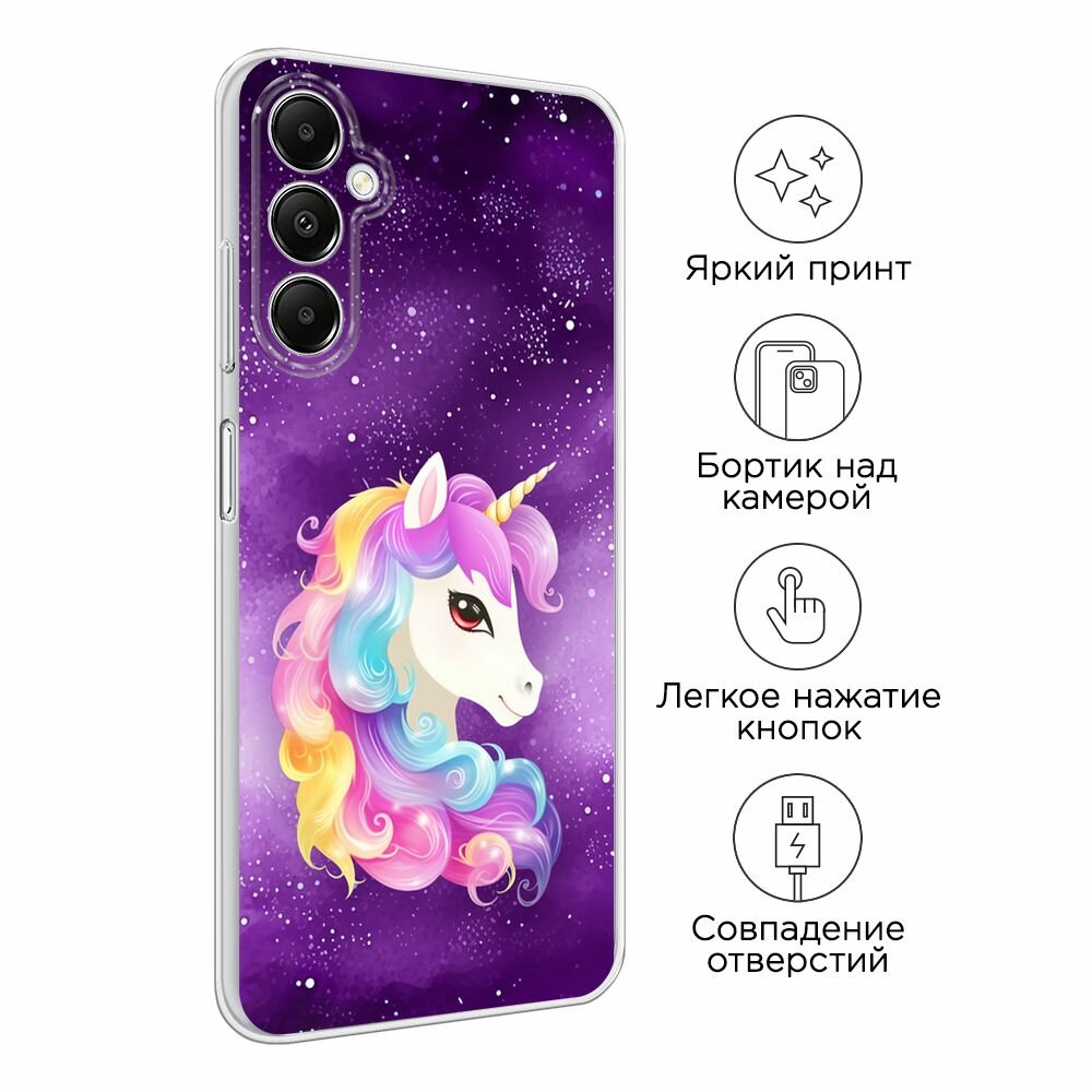 Чехол на Samsung Galaxy A05s / Самсунг Галакси A05s с принтом "Кудрявый единорог" — фото 1