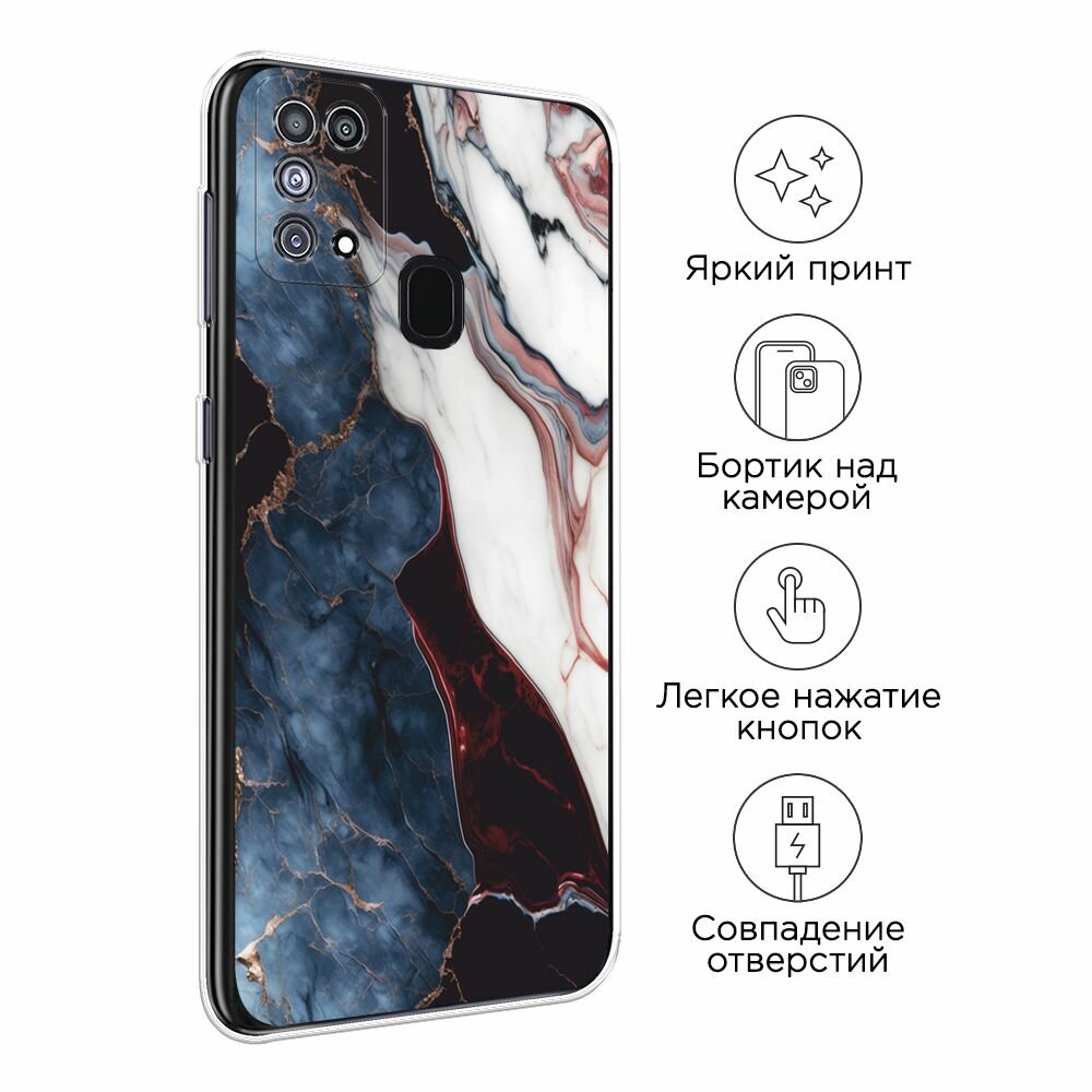 Чехол на Samsung Galaxy M31 / Самсунг Галакси М31 с принтом "Благородный мрамор" — фото 1