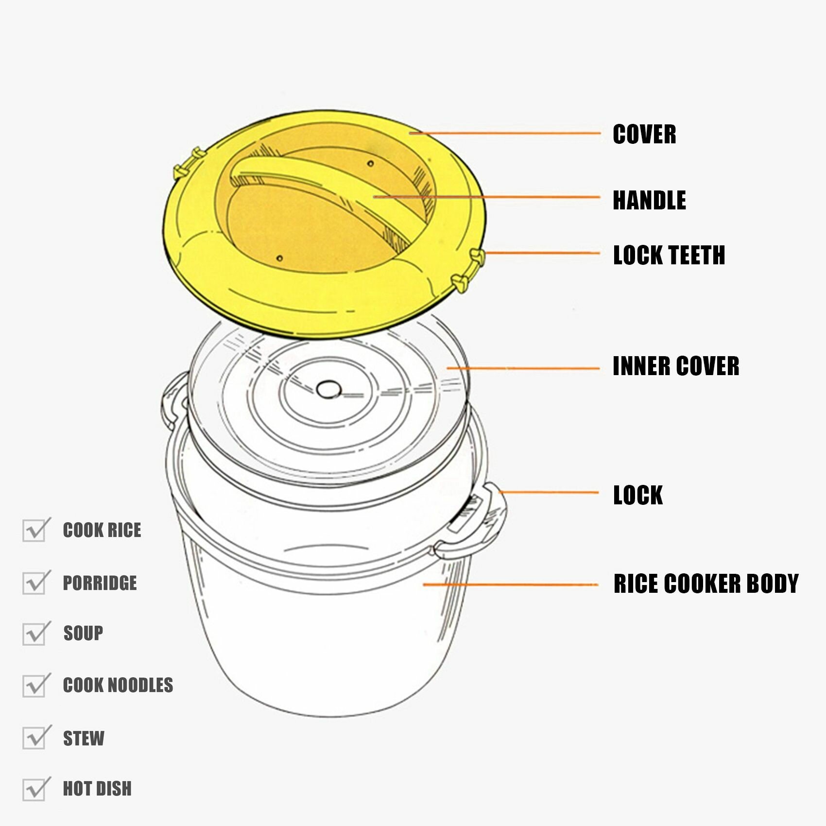 Портативная микроволновая печь Рисоварка Многофункциональный пароварка 2000 мл