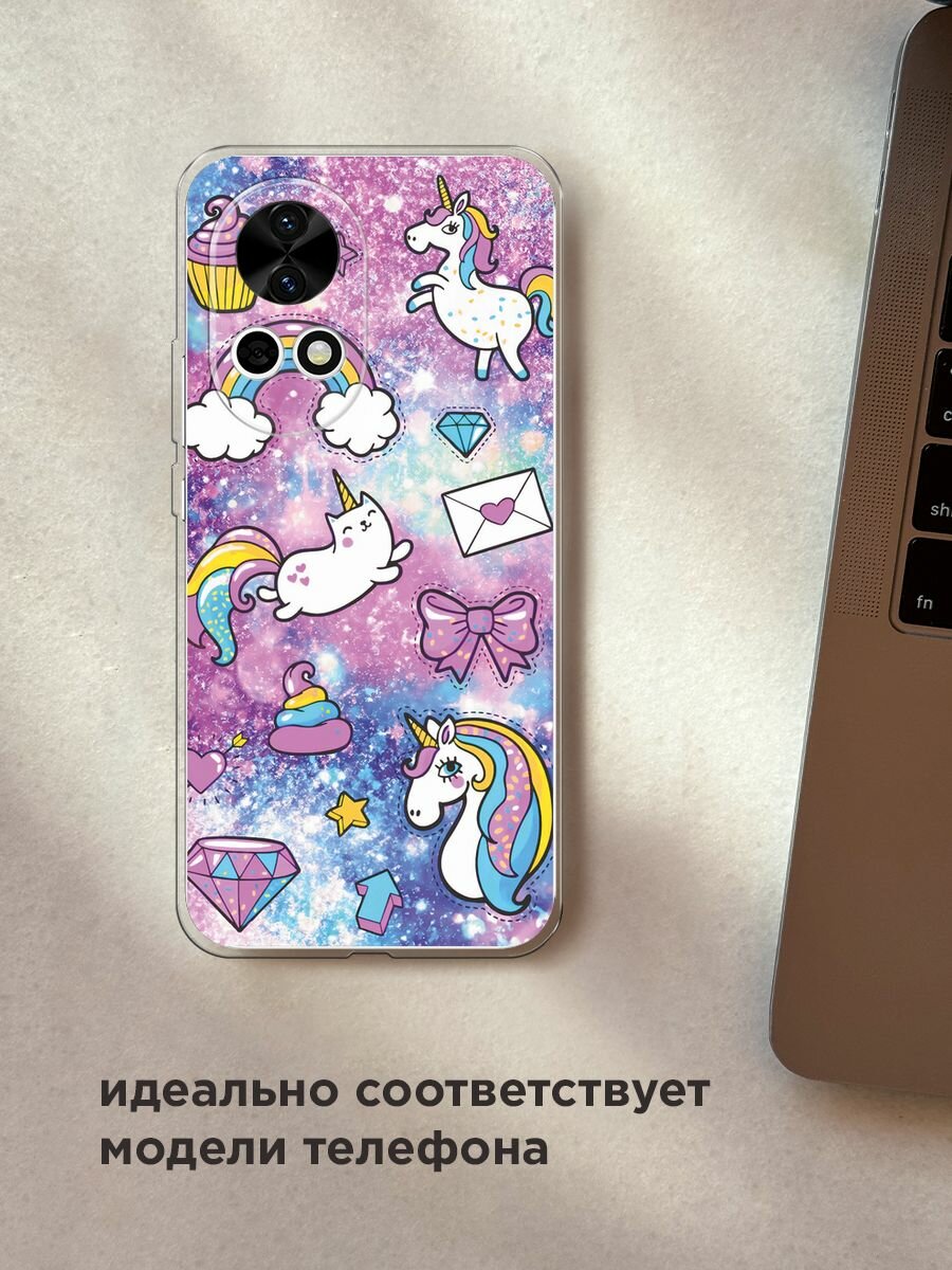 Чехол на Huawei Nova 12/Nova13 / Хуавей Нова 12/Нова 13 с принтом "Rainbow doodles" — фото 1
