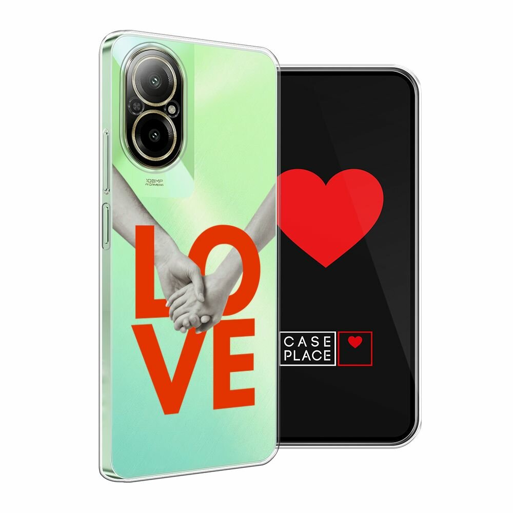 Чехол на Realme C67 4G / Реалми C67 4G с принтом "Love holding hands - 14 февраля", прозрачный — фото 1