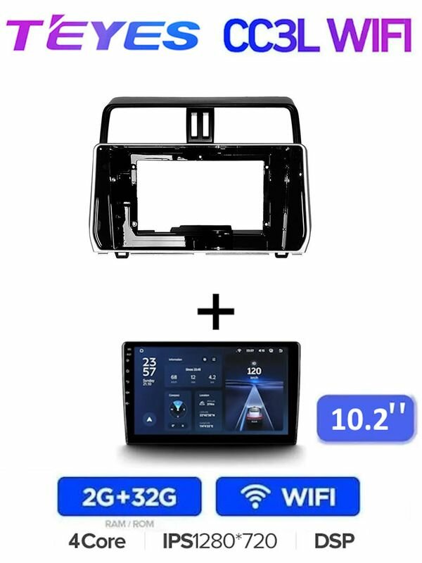 Магнитола Teyes CC3L WiFi 2/32 Gb 10 для Toyota Land Cruiser Prado 150 2018-2023 2 din