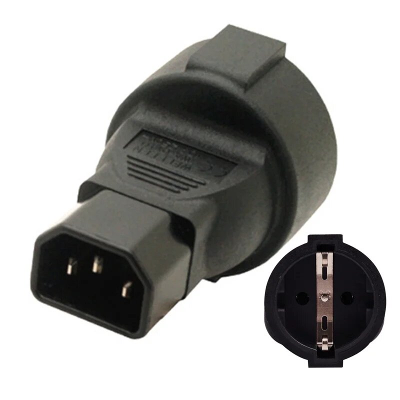 1 шт. черный адаптер питания IEC 320 C14 к ЕС, европейский адаптер питания 4,8 мм к C14, штекер UPS/PDU, Германия, французская розетка