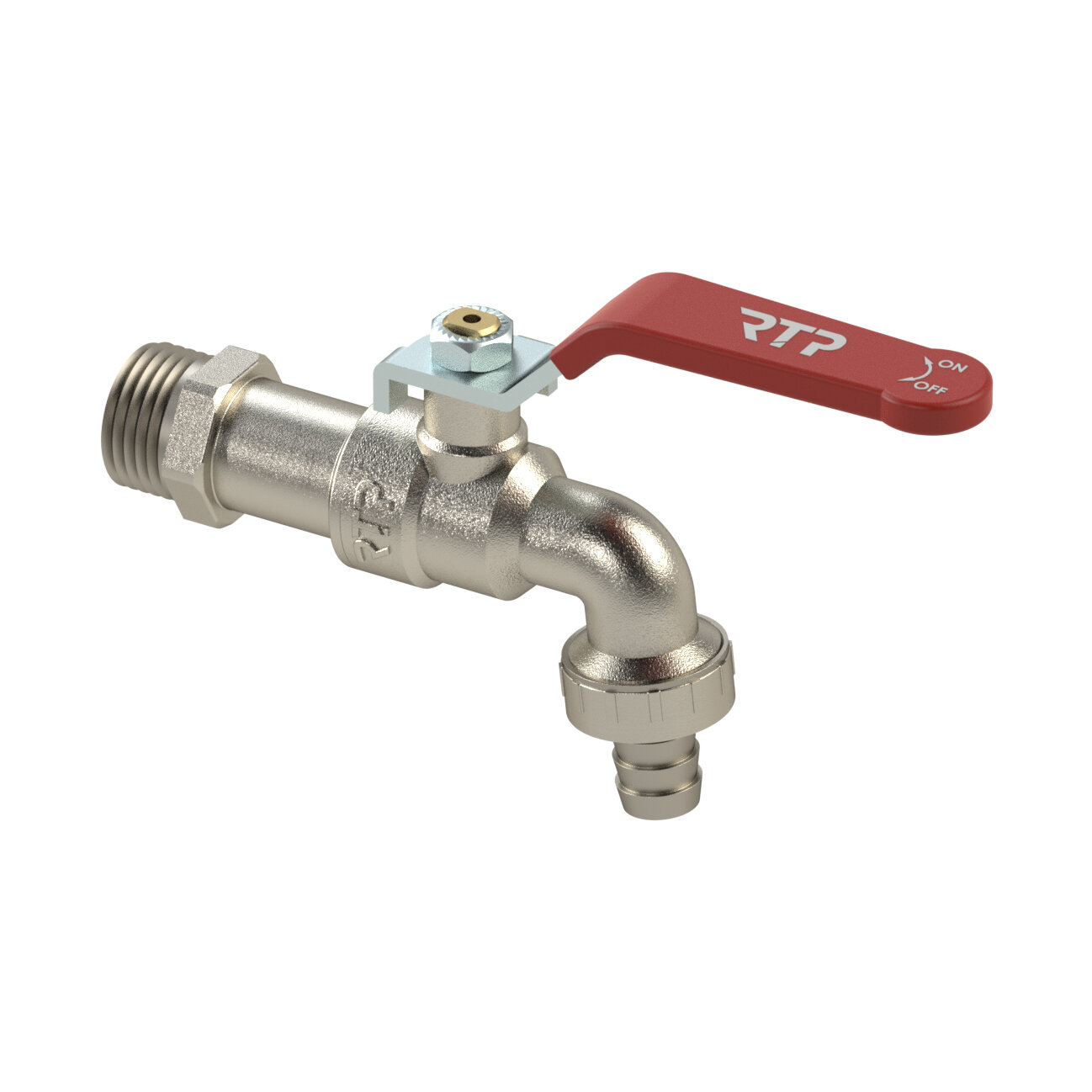 Кран шаровой 1/2"х3/4", с наружной резьбой, водоразборный, штуцер 16 мм, ручка-рычаг, РТП | 34662