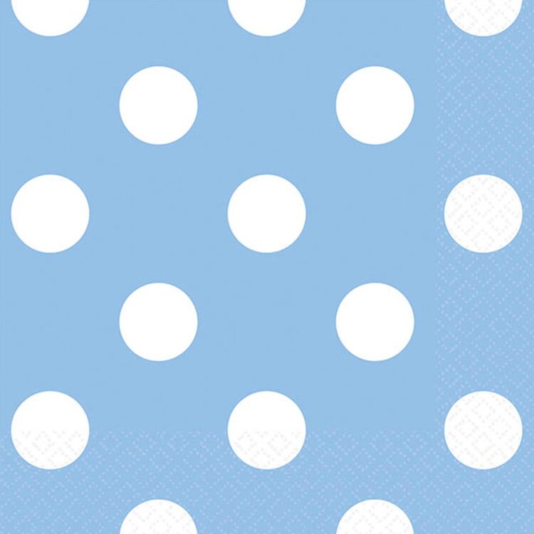 Набор бумажных салфеток Pastel Blue, горошек, сервировочные, 25х25 см, 16 шт