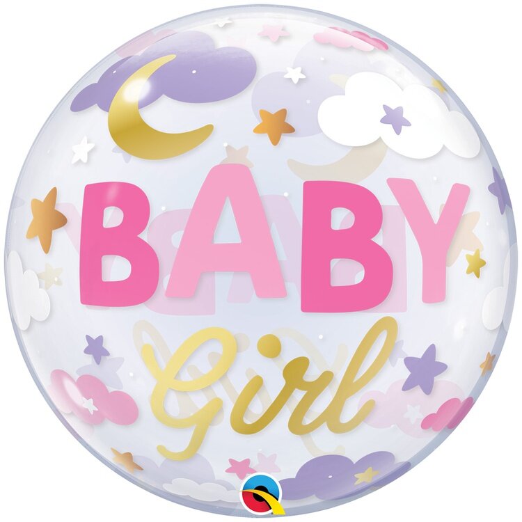 Воздушный шарик Qualatex bubble, 22", Baby Girl, детские грезы