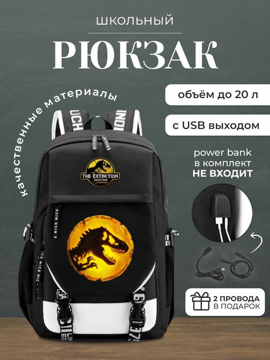 Рюкзак "Мир юрского периода", USB-порт, для ноутбука, для мальчиков
