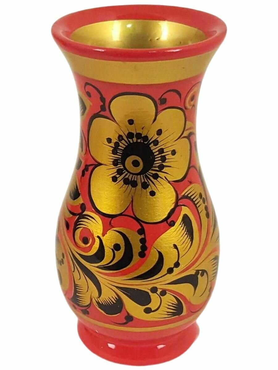 Ваза Любаша-Золотце на красном, Хохломская роспись (Хохлома), ручная авторская работа