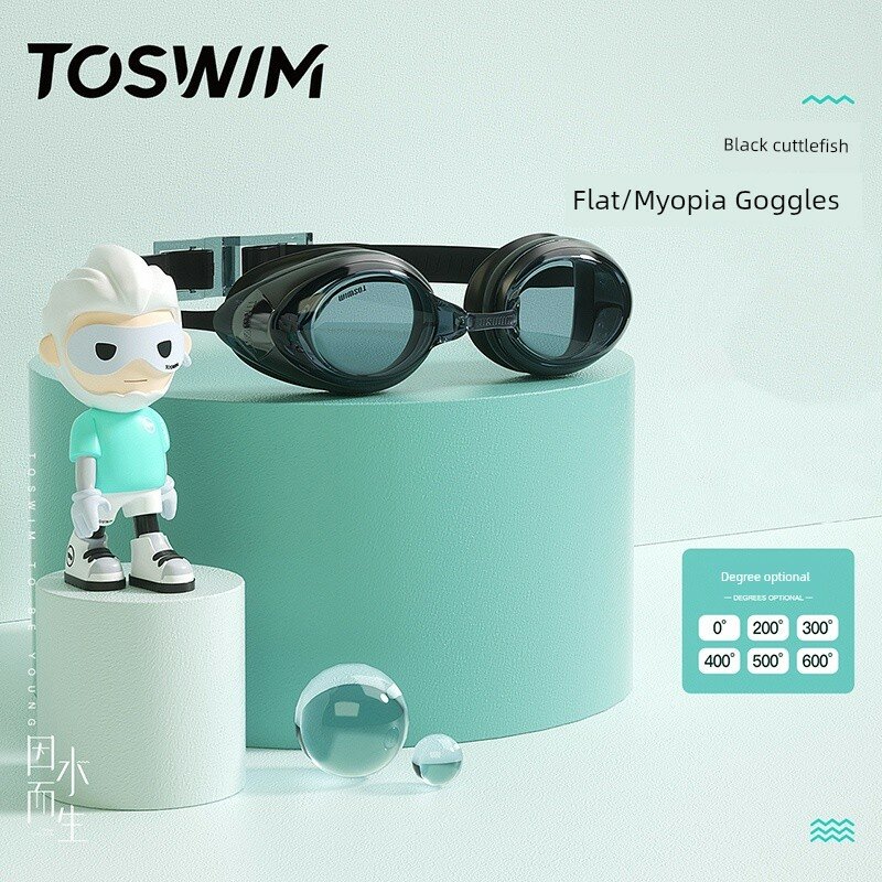 TOSWIM антизапотевающие плавательные очки Murex Black для взрослых, миопия 350, соревновательное плавание с