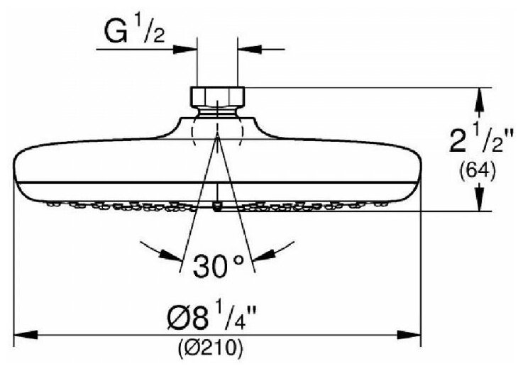 Лейка верхнего душа Grohe Tempesta 210 26408000, хром — купить в ...
