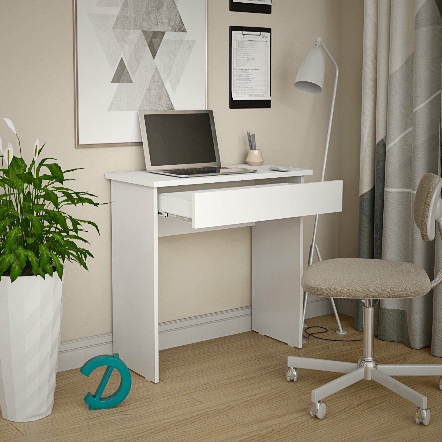 Стол письменный, компьютерный, школьный Ферта 75х75х37 см Белый