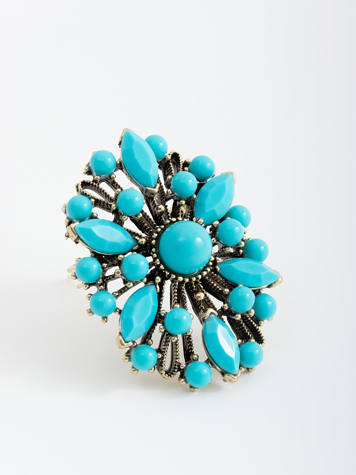 Брошь, бирюза синтетическая