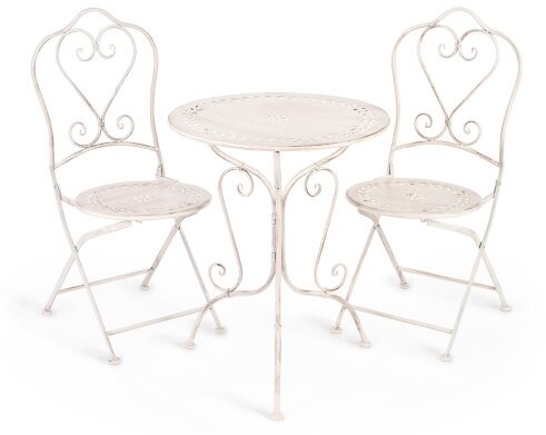 Комплект Secret DE Maison (стол + 2 стула) Monique (mod. PL08-6241.6242) металл, стол:62*73, стул: 48*40*93, Античный белый (Antique White)