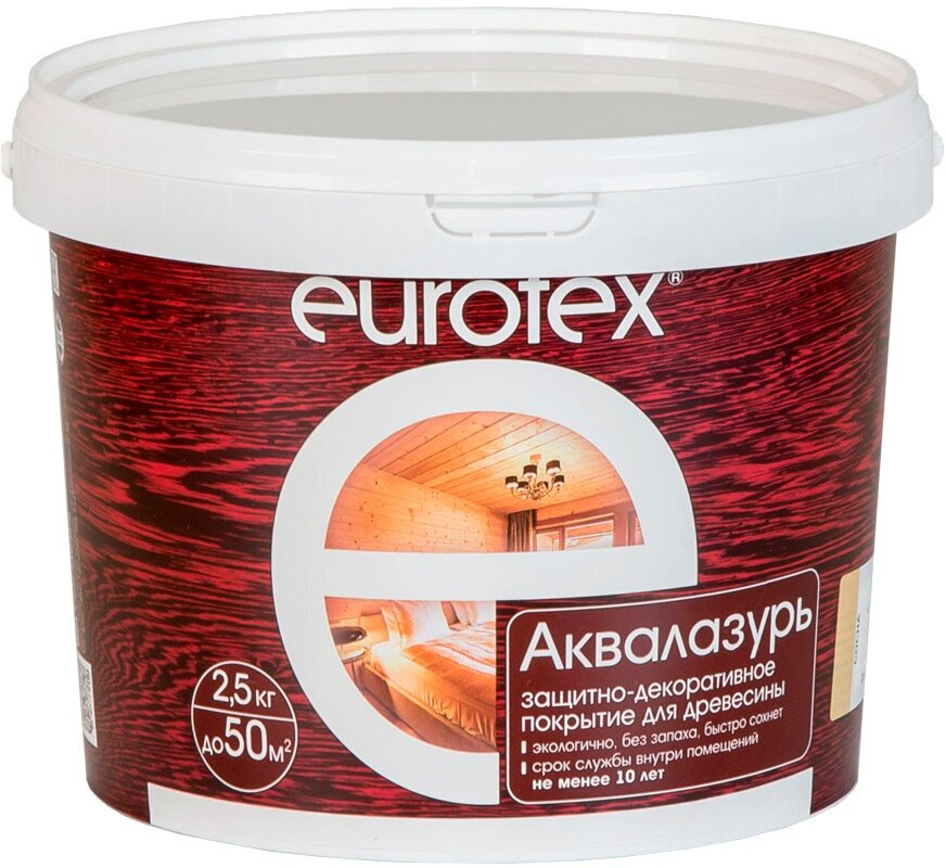 Лак антисептик акриловый Eurotex Аквалазурь белый 2,5 л