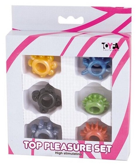 Набор из 6 разноцветных эрекционных колец, разноцветный