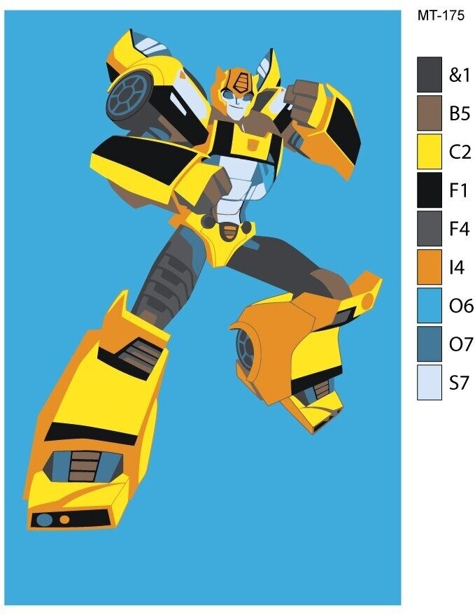 Детская картина по номерам MT-175 "Трансформеры, Бамблби" 20х30