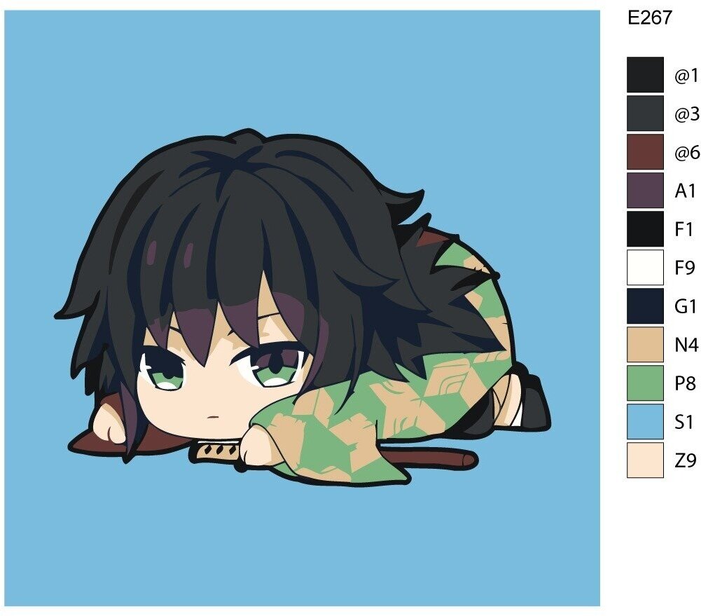 Детская картина по номерам E267 "Аниме клинок рассекающий демонов. Гию Томиока" 30x30