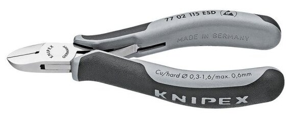 Бокорезы Knipex 7702115ESD, для электроники, антистатические, 115 mm