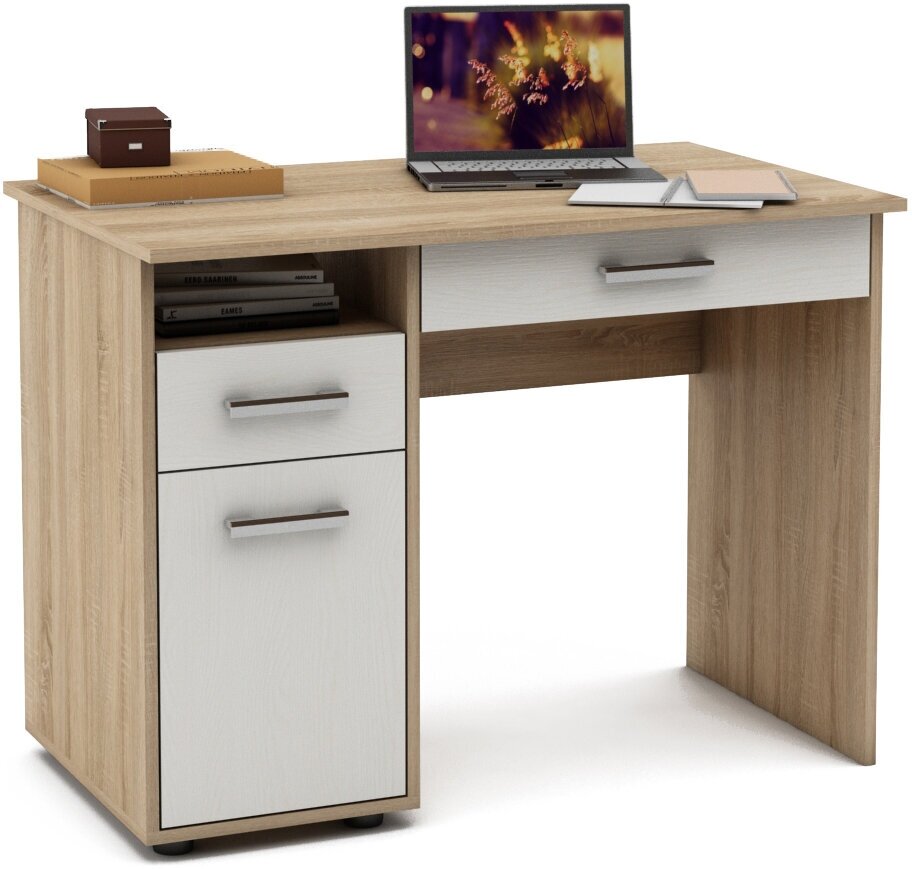 Стол письменный, стол компьютерный Остин (Ливерпуль) 2Я дуб сонома/белое дерево