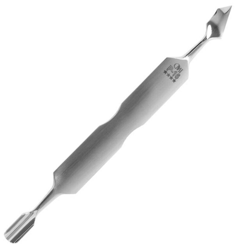 OMI Пушер / Шабер для маникюра и педикюра P-16 DELUXE, японская нержавеющая сталь с кобальтом, двусторонний, заточенный