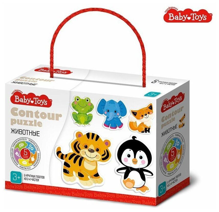 Пазлы контурные Животные Baby Toys Десятое Королевство 04117