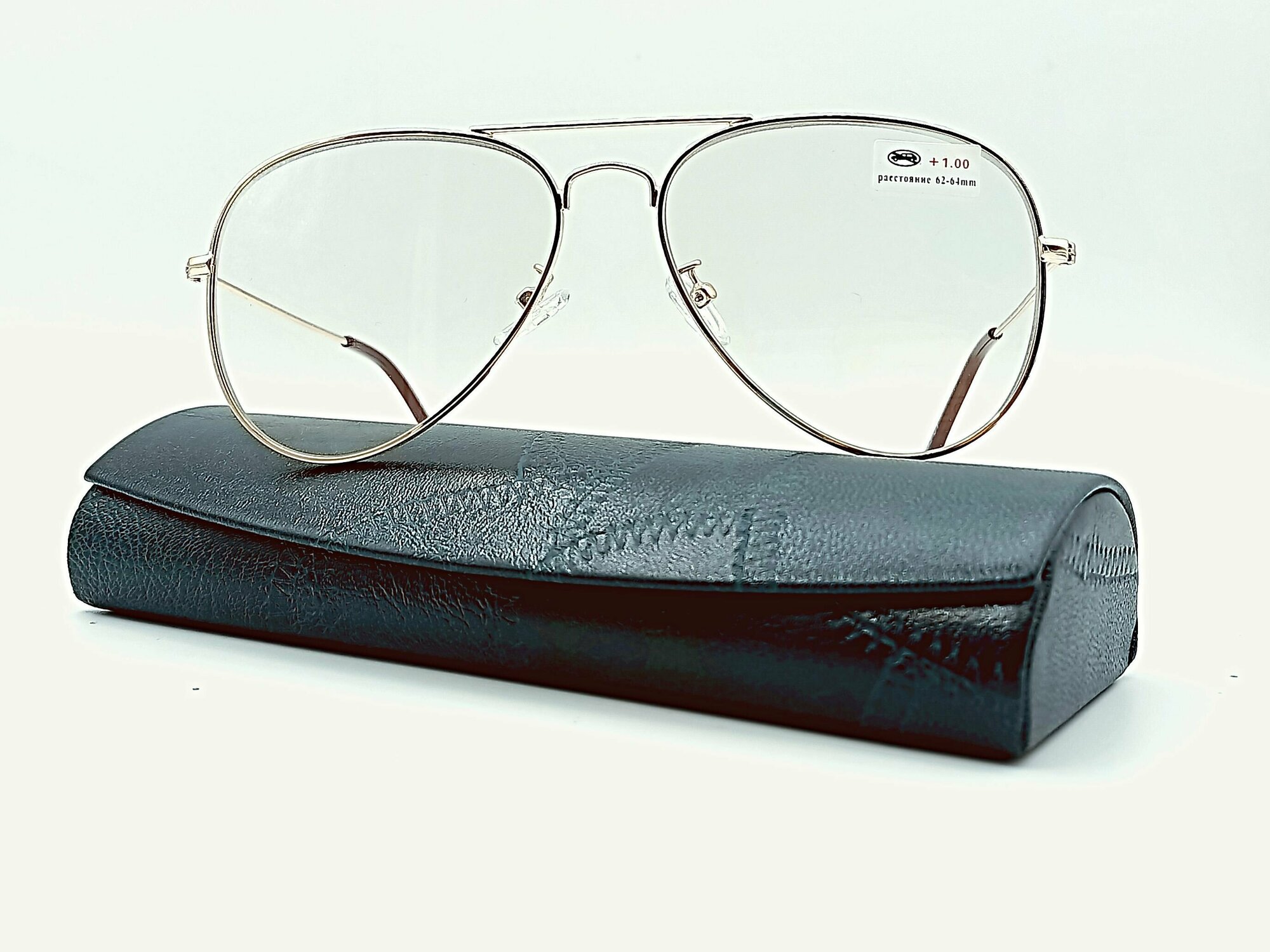 Модные стильные очки Авиатор Хамелеон -1.50 PD 62-64 Хит продаж золотистые с футляром