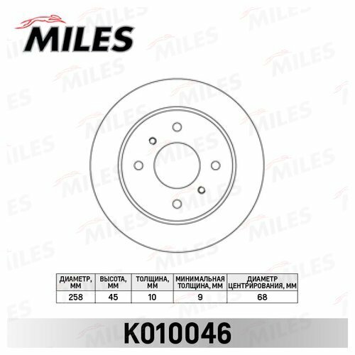 Диск тормозной MILES K010046 для Nissan Almera II, Primera