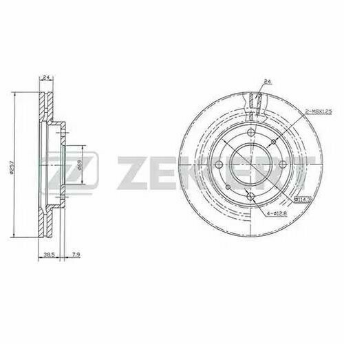 Тормозной диск передний ZEKKERT bs5223 для Hyundai Elantra, Lantra II, Matrix; Kia Cerato