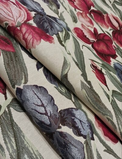 Ткань для штор, мебели и покрывал Билив цвет 2, Цветы, гобелен