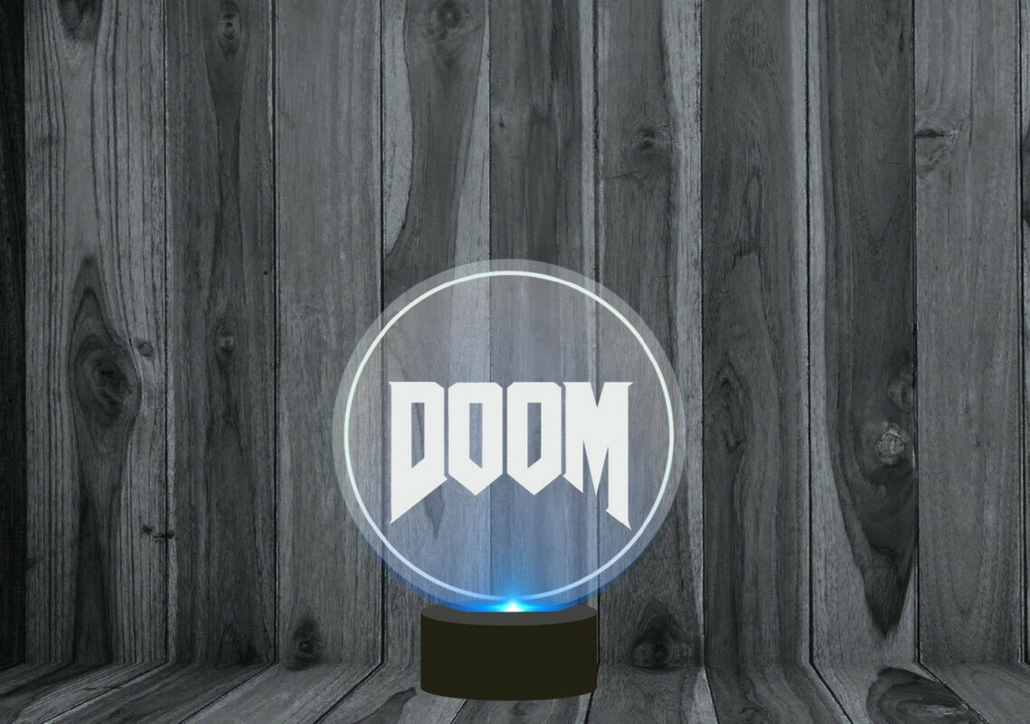Светильник, ночник 3D GOODbrelok Принт "Дум Doom" - 1